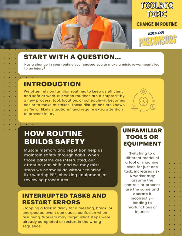 Change in Routine Toolbox Topic – Peak Safety Productions