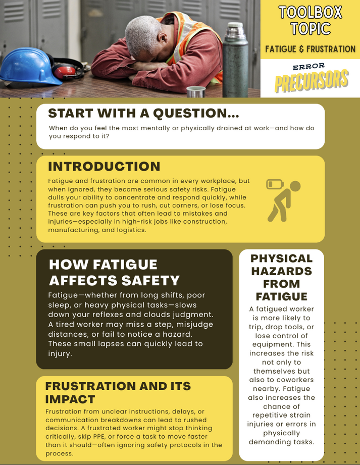 Fatigue & Frustration Toolbox Topic – Peak Safety Productions